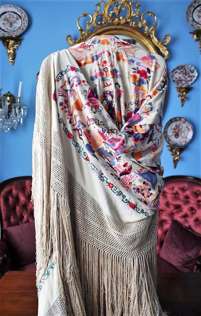 Mantón de Manila beige (M029) - Mantones del Sur