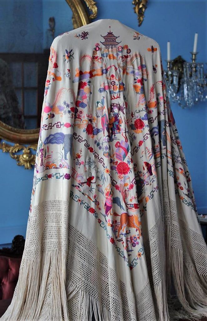 Mantón de Manila beige (M029) - Mantones del Sur